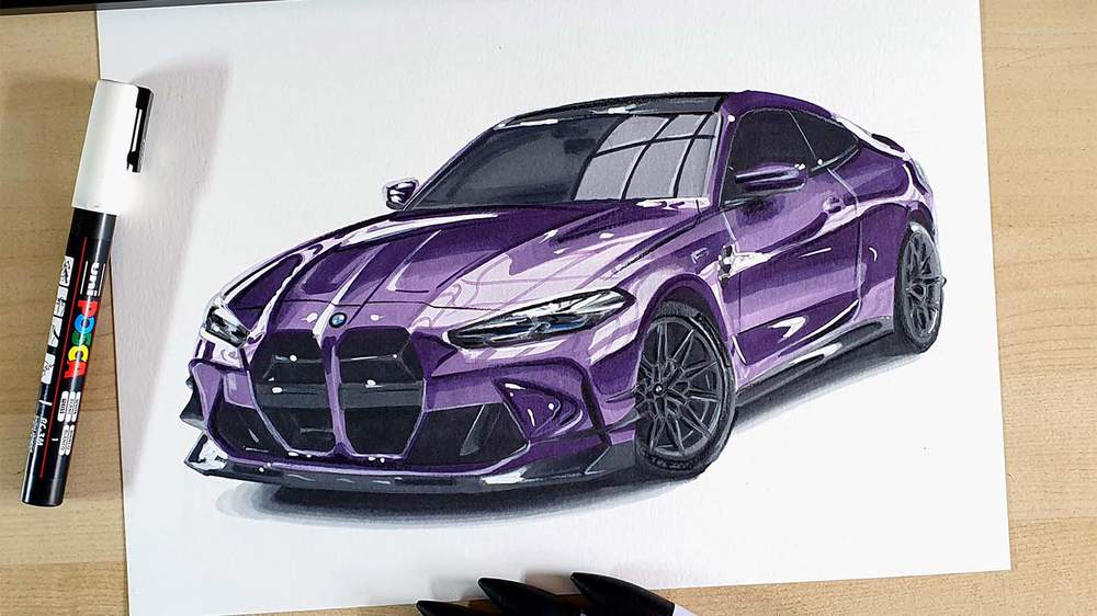 How to Draw a BMW M4: A Step-by-Step Guide to Drawing a Stunning Purple Masterpiece
